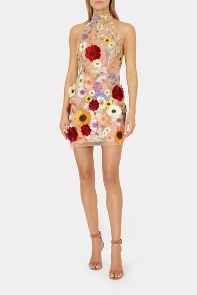Milly Hariet Floral Mesh Embroidered Dress